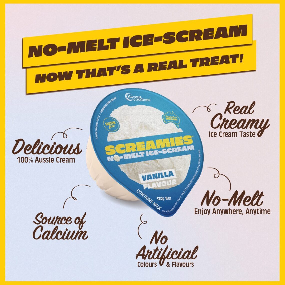 SCREAMIES Vanilla | No-Melt Ice-Scream for Everyday Adventures